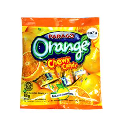 Parago Orange Mini Chews Candy Pouch 60gm